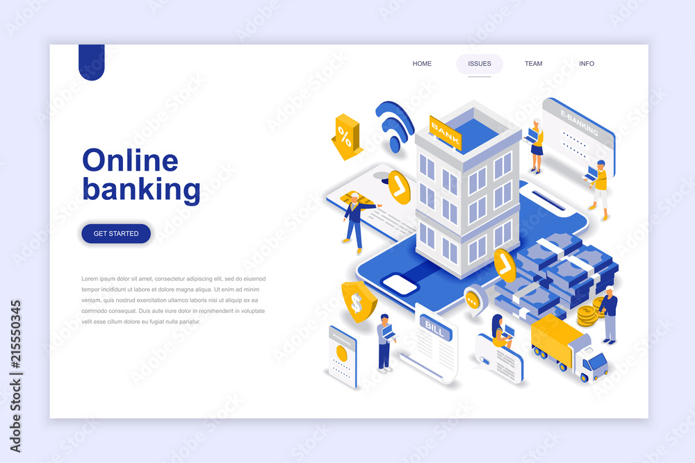 Online banking modern flat design isometric concept. Electronic bank ...