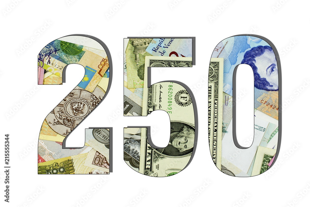 250 Different Worlds Banknotes. Background for business. Money concept ...