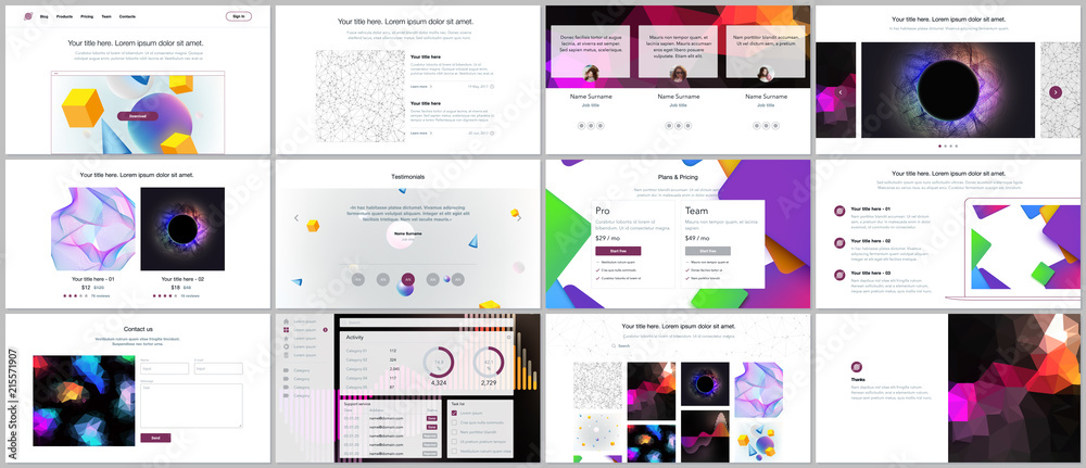 Vector templates for website design, minimal presentations, portfolio ...