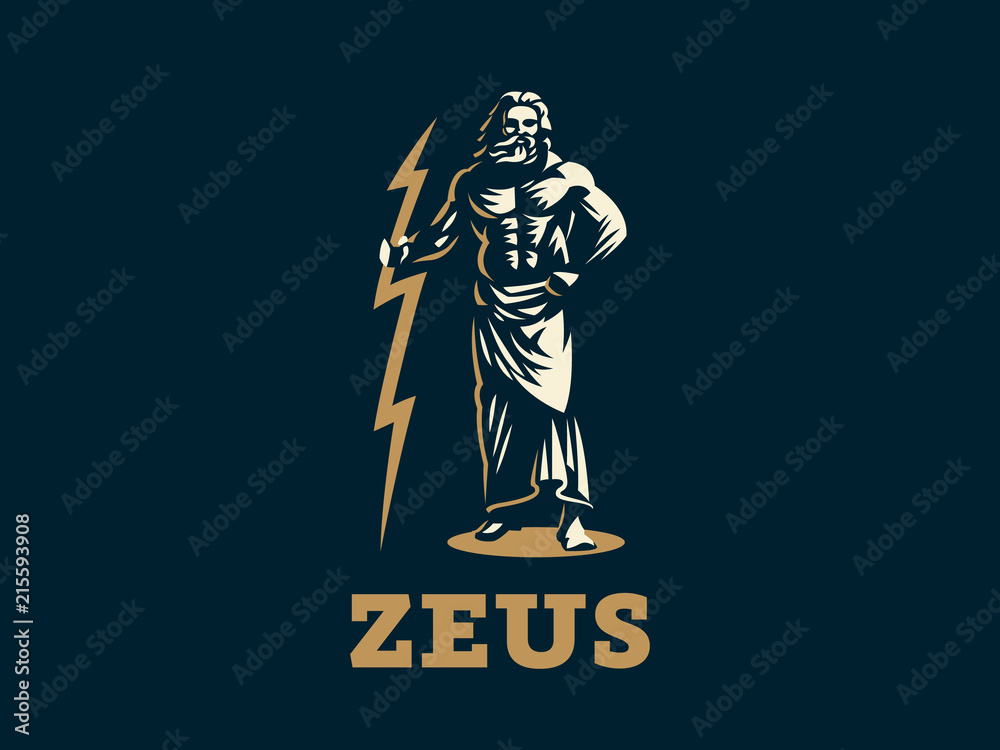 The Greek god Zeus. Zeus stands with lightning in his hands. Stock ...