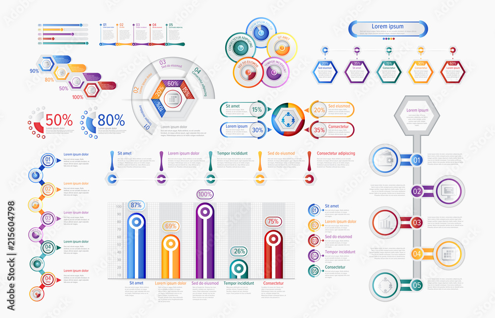 Business infographics set with different diagram vector illustration ...