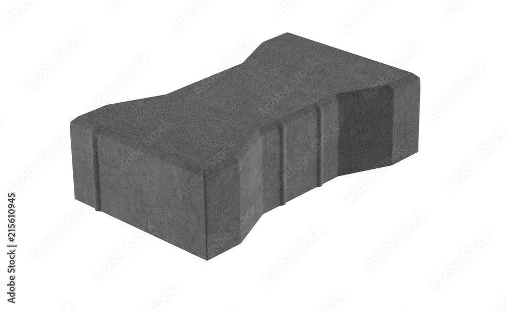 3D realistic render of black single lock paving brick. Isolated on ...