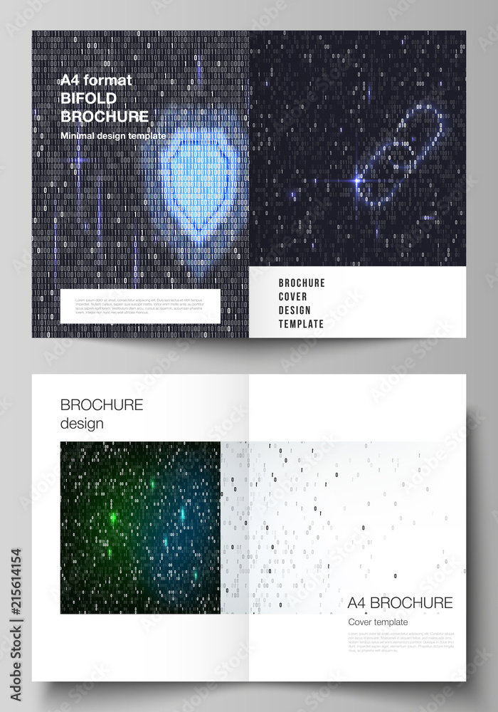 Vector layout of two A4 format modern cover mockups design templates ...