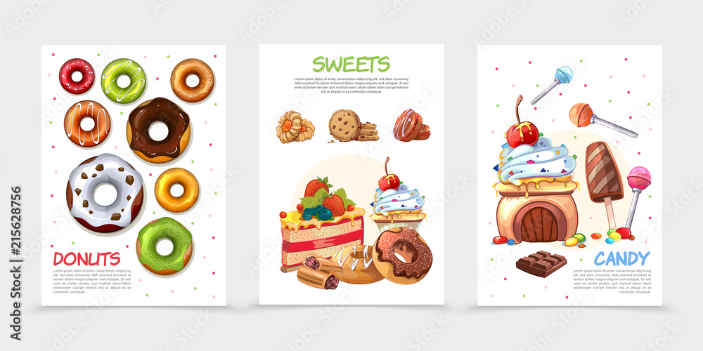 Cartoon Sweets Posters Stock Vector | Adobe Stock