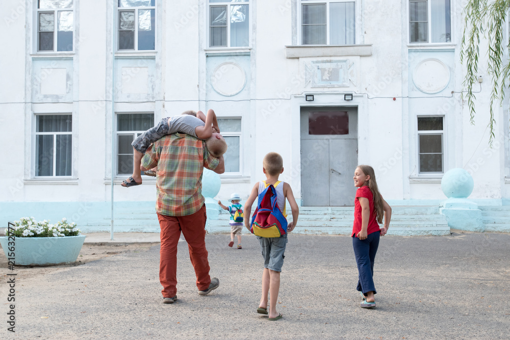 Children go back to school. Start of new school year after summer ...