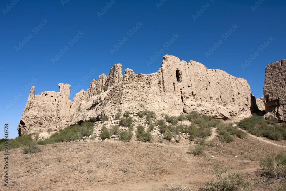 Kyzyl-kala fortress ruins (XII - XIII century) (Red fortress), ancient ...