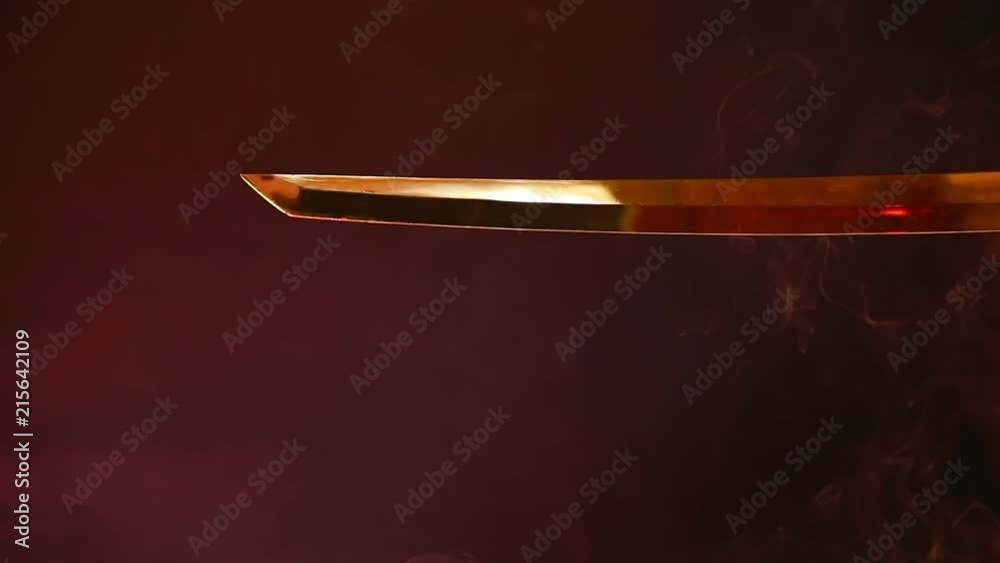 Japanese katana sword. Blade close-up Stock Video | Adobe Stock