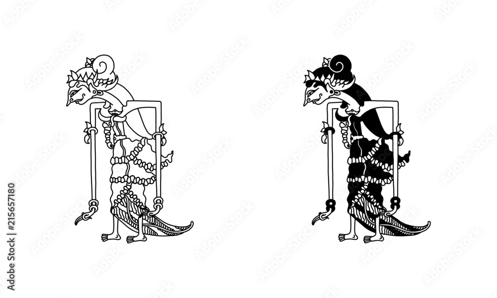 wayang kulit sinta (outline and black1) Stock Vector | Adobe Stock