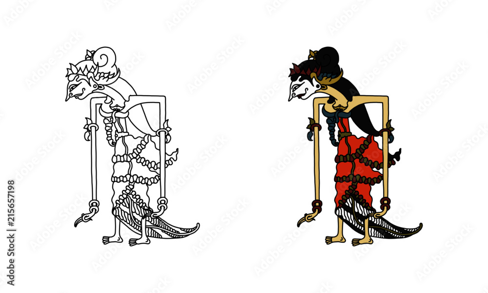 wayang kulit sinta (outline and black) Stock Vector | Adobe Stock