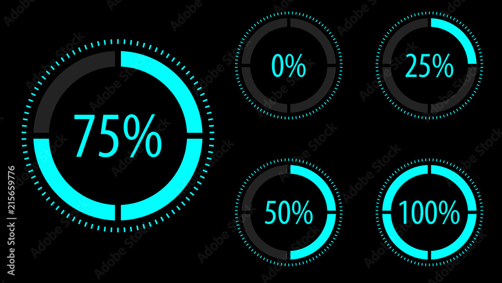 Circular progress icon set. Vector illustration. Stock Vector | Adobe Stock