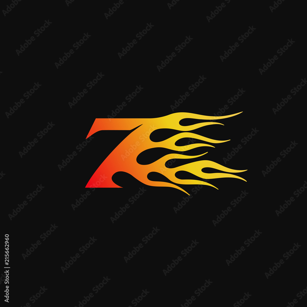 Number 7 Burning flame logo design template Stock Vector | Adobe Stock