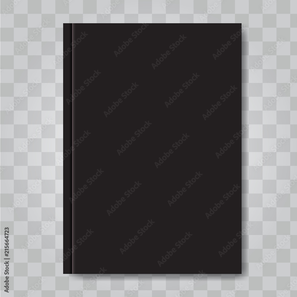 Vector Book cover mock up. Dark black color. Ready template blank white ...