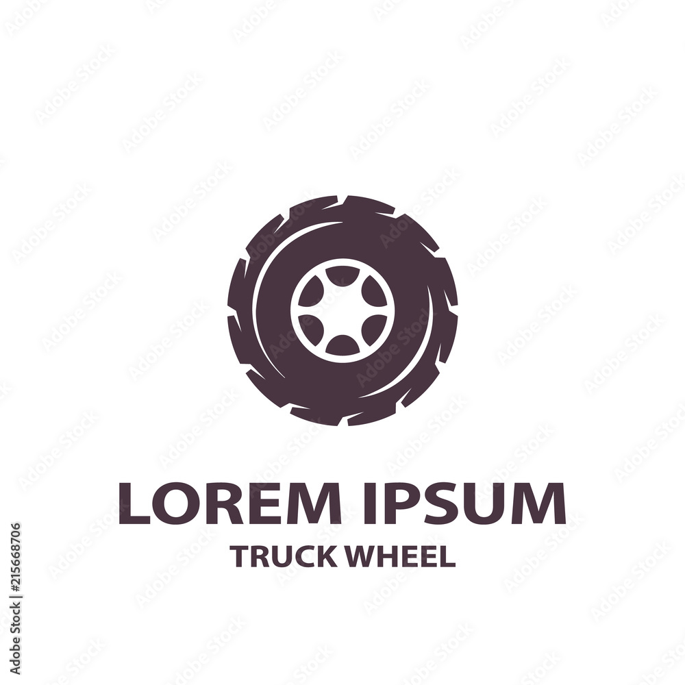 Flat truck wheel icon. Wheel logo template for the business card ...
