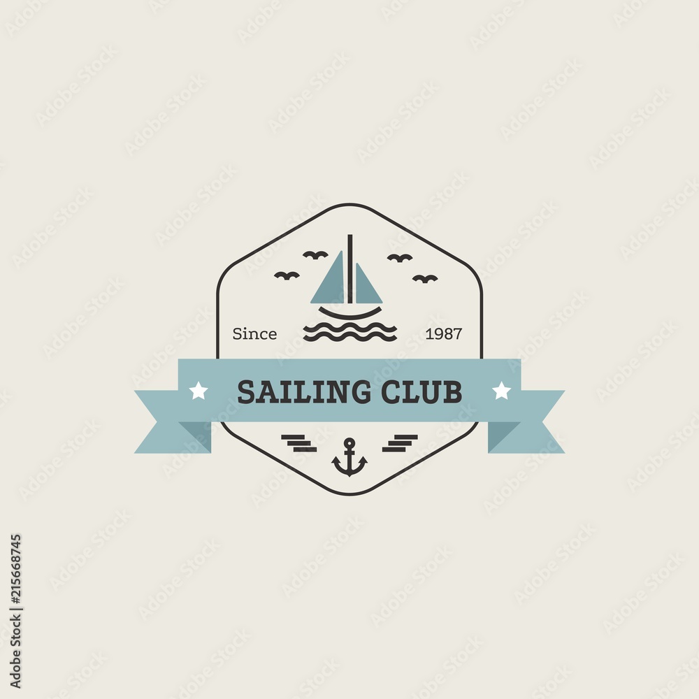 Yachting club logo in grunge and vintage style. Vector illustration for ...