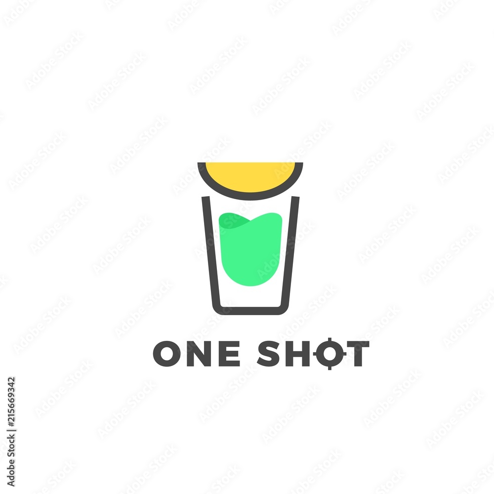 Vector outline logo of shot glass. Beverage design template for ...