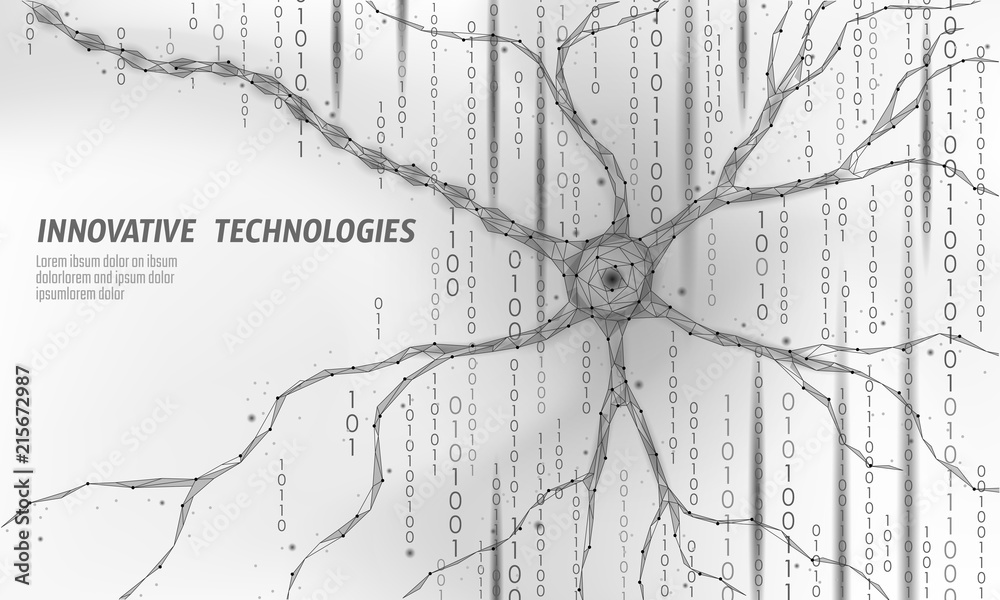 Human neuron low poly anatomy concept. Artificial neural network ...