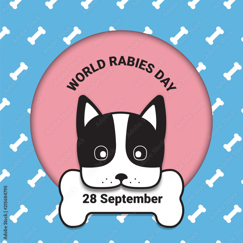 World Rabies Day Banner With Paper Cut Dog And Bone on Pastel Color ...