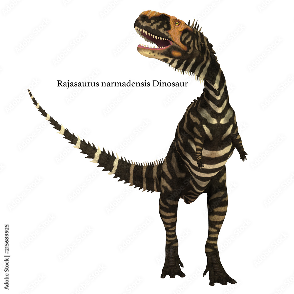 Rajasaurus Dinosaur on White with Font - Rajasaurus was a carnivorous ...