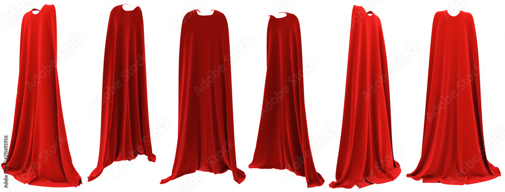 Superhero red cape hanging from shoulders set Stock Illustration ...
