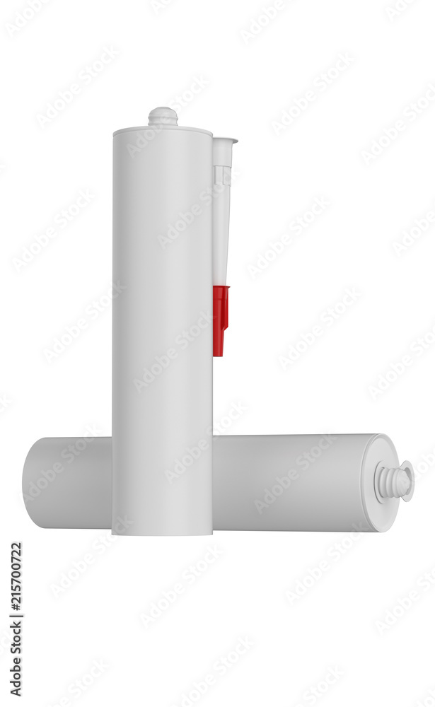 3D realistic render of two clean blank sealant, cement, glue, silicon ...