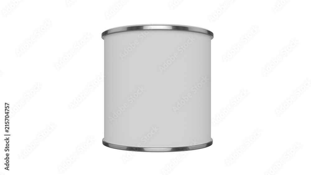 3D realistic render. Composition of single isolated paint can with ...