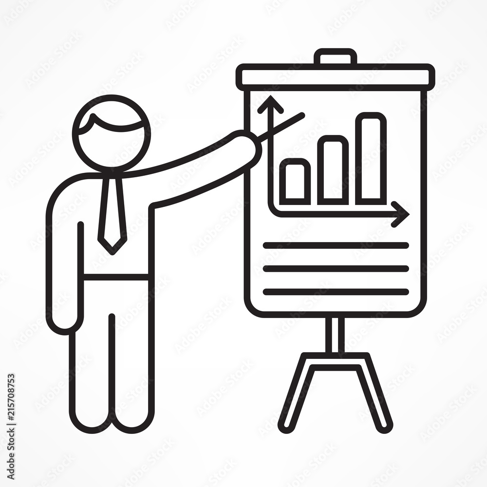 Flip chart, linear business presentation icon set. Vector Stock Vector ...