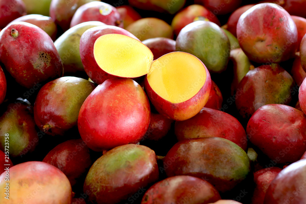 Red mange from Philippine selling in Farmer Market,CA Stock Photo ...