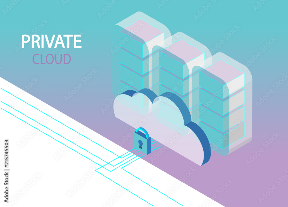 Private cloud server vector. Isometric modern technology illustration ...