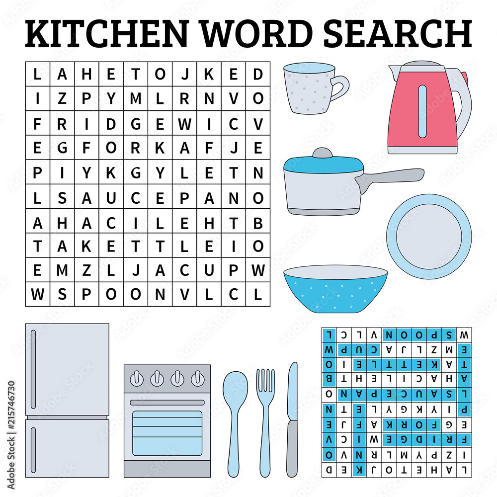 Word search game for kids. Vector illustration for learning English ...