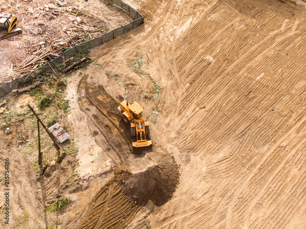 preparation of construction site for new buildings. yellow wheel loader ...