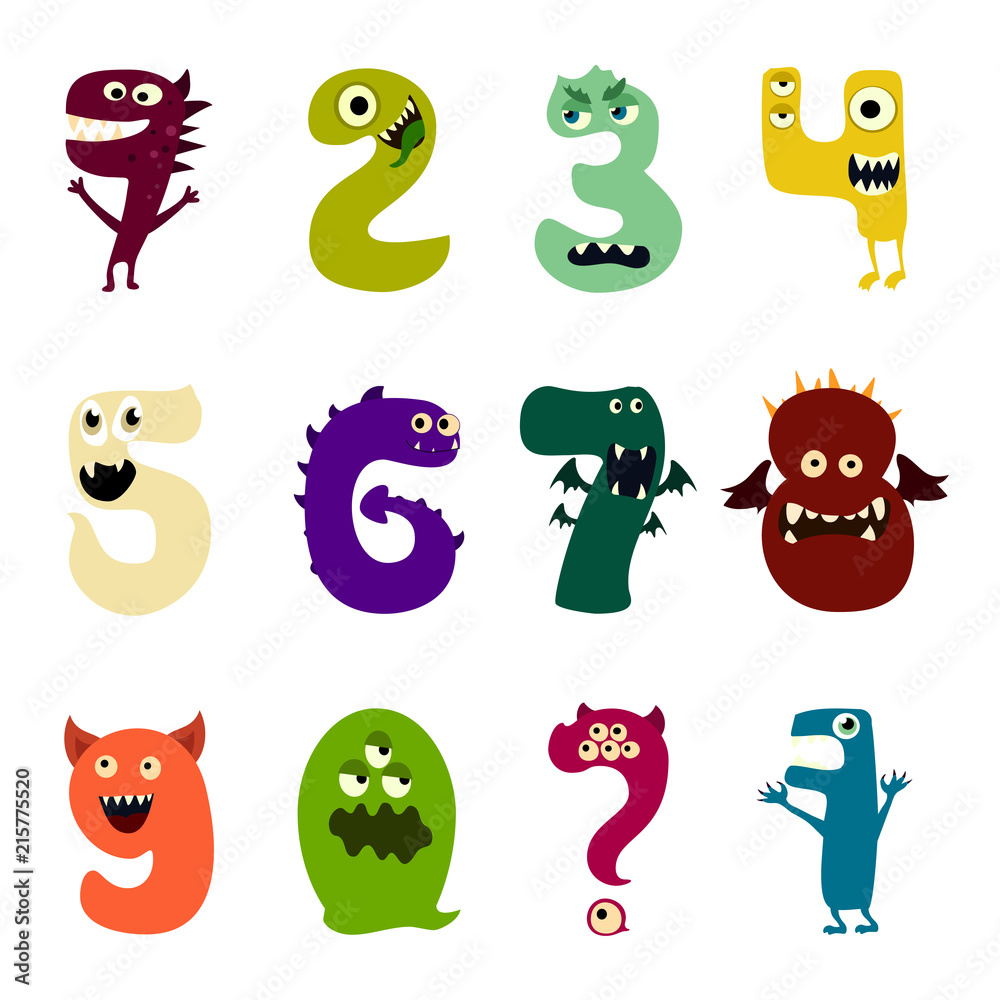 Cartoon flat monsters alphabet big set icons. Colorful monster kids toy ...