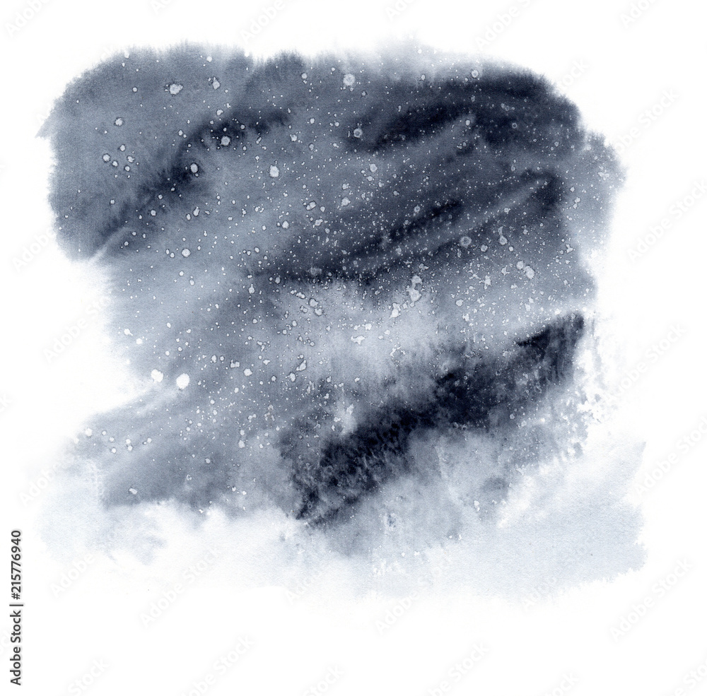 abstract watercolor background with starry sky. Square illustration. a ...