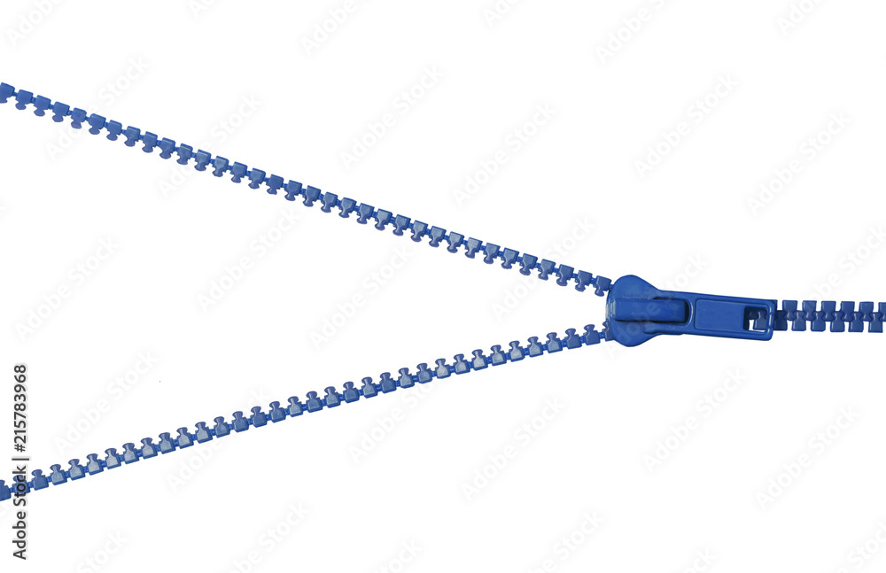 Blue zipper on white background Stock Photo | Adobe Stock