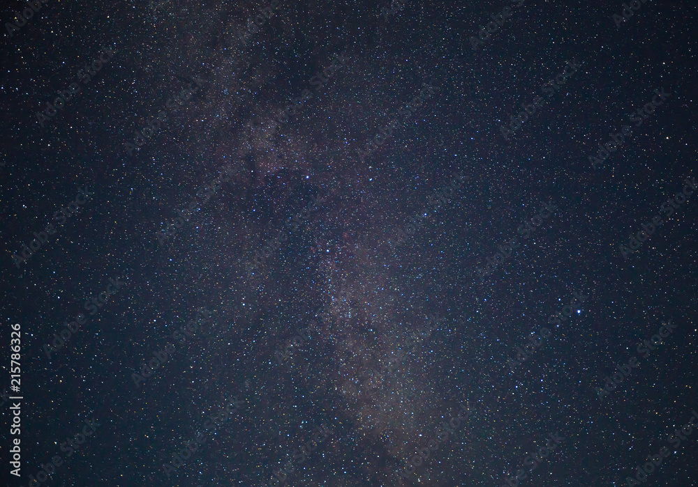 Night dark blue starry sky. Milky way galaxy with colorful bright ...