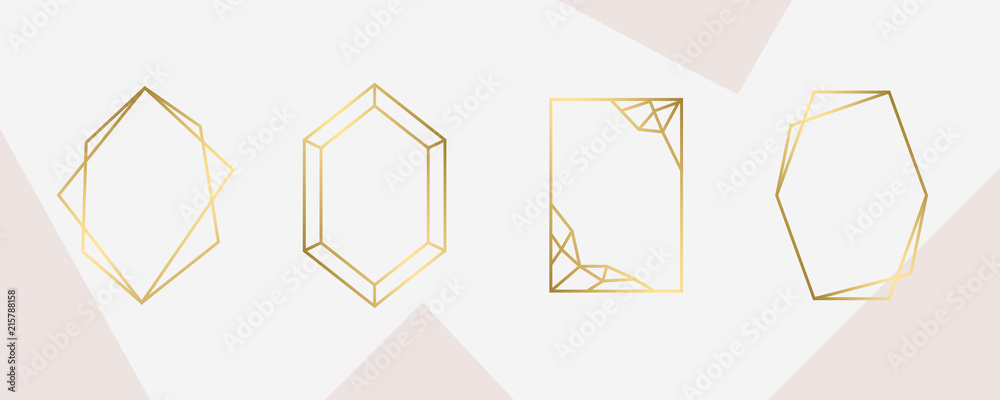 luxury Gold Geometric frame for wedding invitation design card, fashion ...