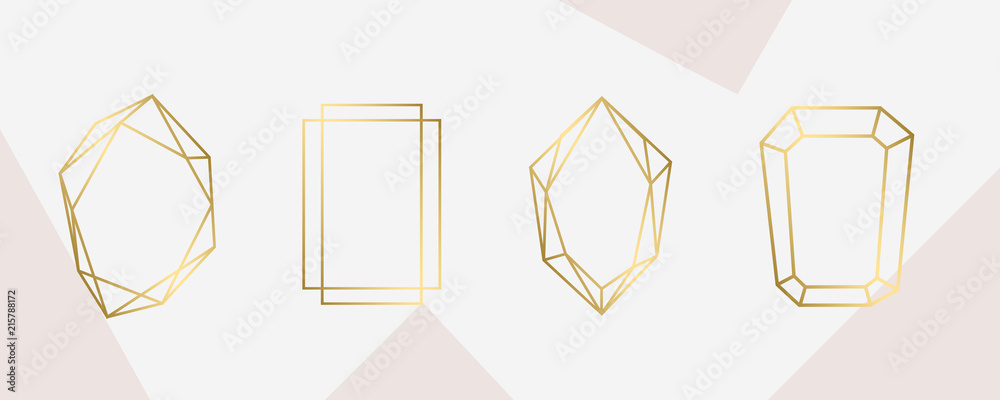 luxury Gold Geometric frame for wedding invitation design card, fashion ...