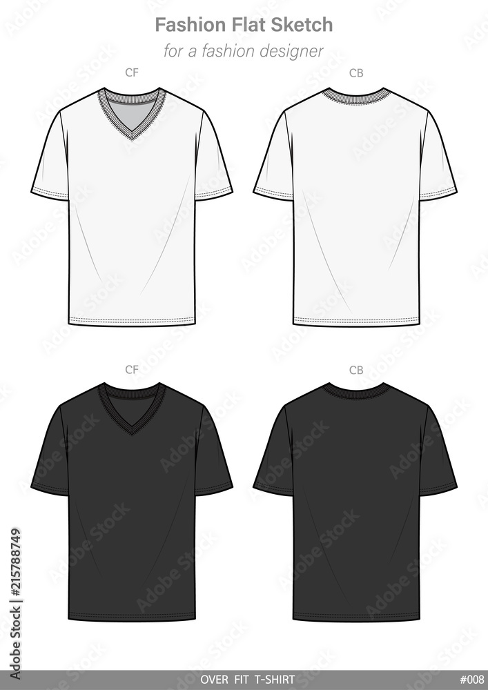 OVER FIT Tee shirt FASHION FLAT SKETCHES technical drawings teck pack ...