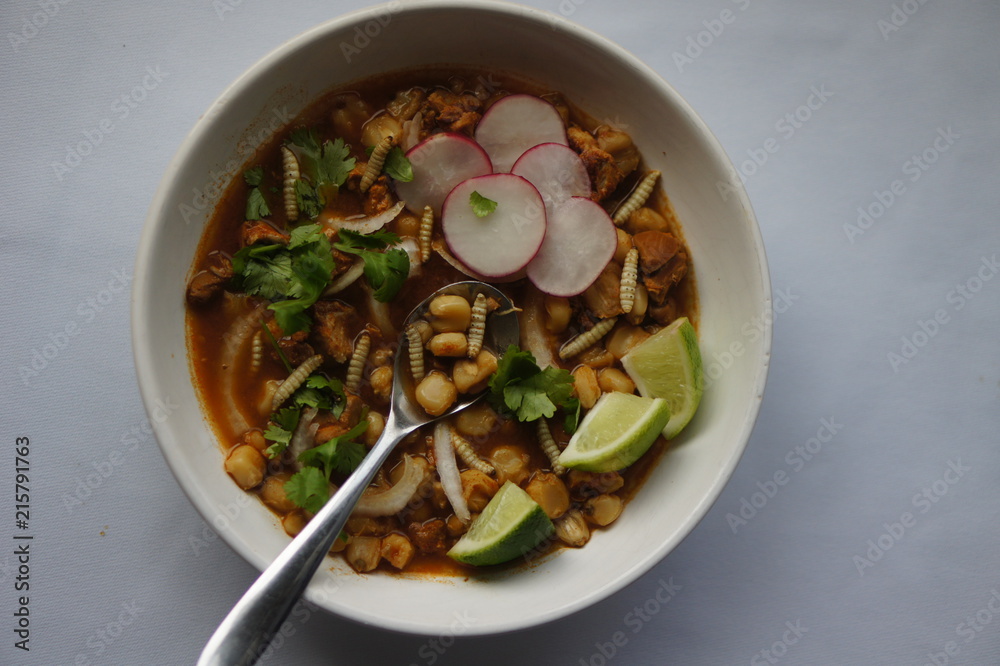 Mexican Red Posole with Waxworms Stock Photo | Adobe Stock