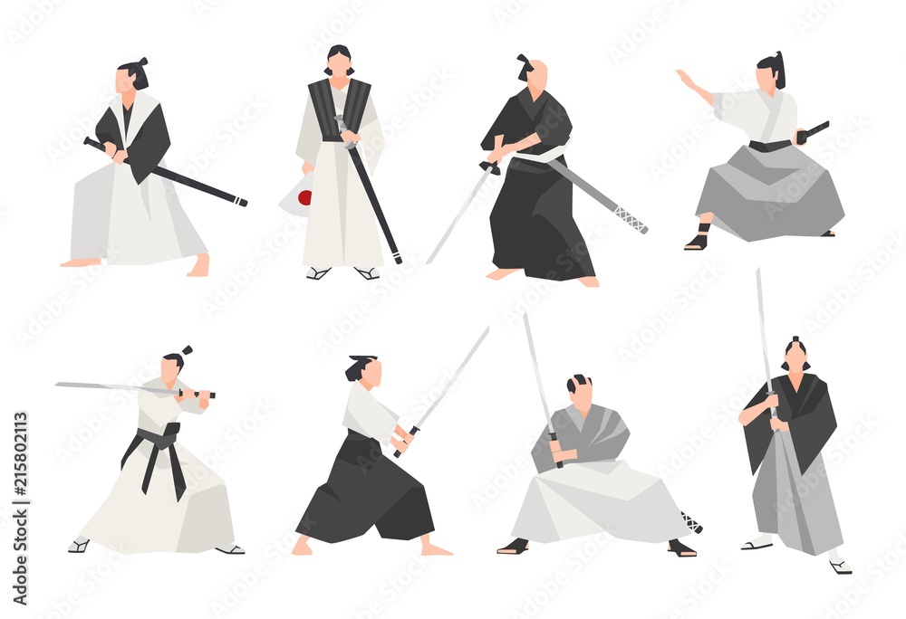 Poster Collection of samurai isolated on white background – Wall Art ...