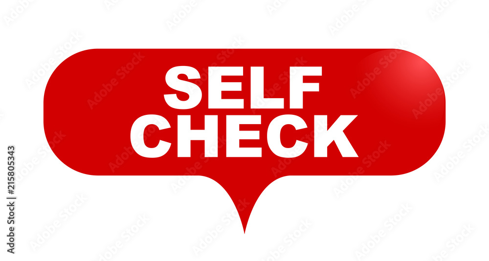 red vector bubble banner self check Stock Vector | Adobe Stock