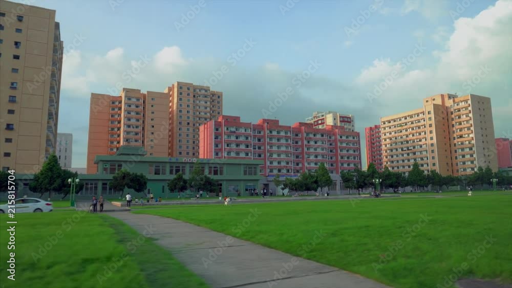 Ilyul 2018 - Pyongyang, North Korea - View from the window of a moving ...