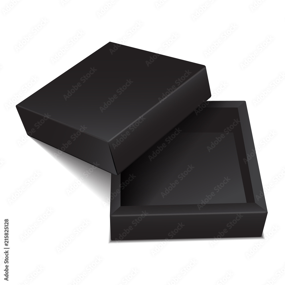 Black Cardboard Box. Vector Realistic package for Software, electronic ...
