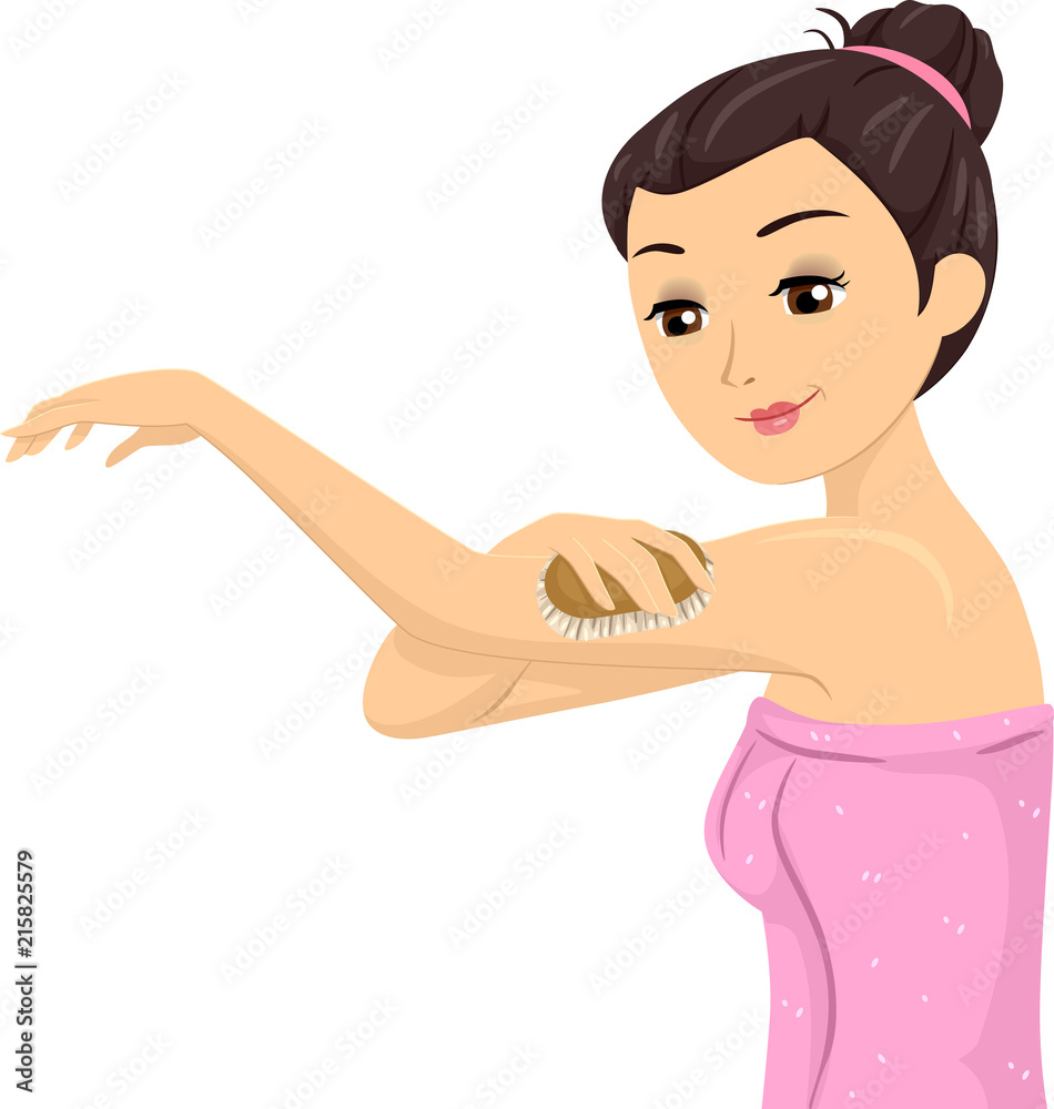 Teen Girl Dry Brush Arm Illustration Stock Vector | Adobe Stock