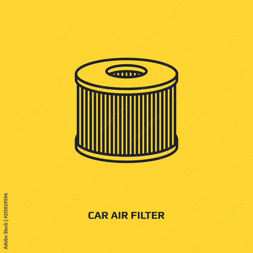 Car air filter icon. Automobile repair service symbol. Car engine part ...