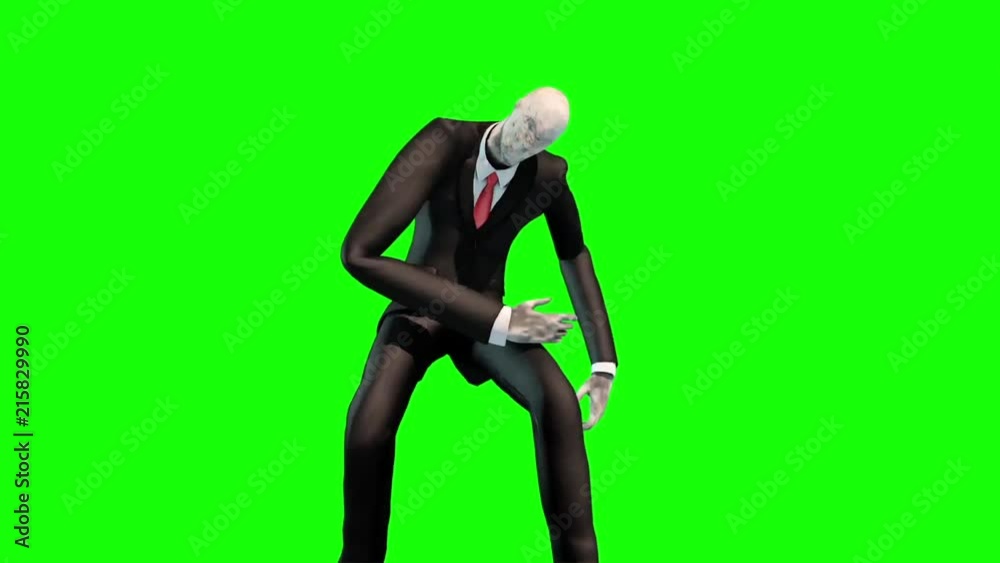 Slenderman Attacks Down Green Screen 3D Rendering Animation Horror ...