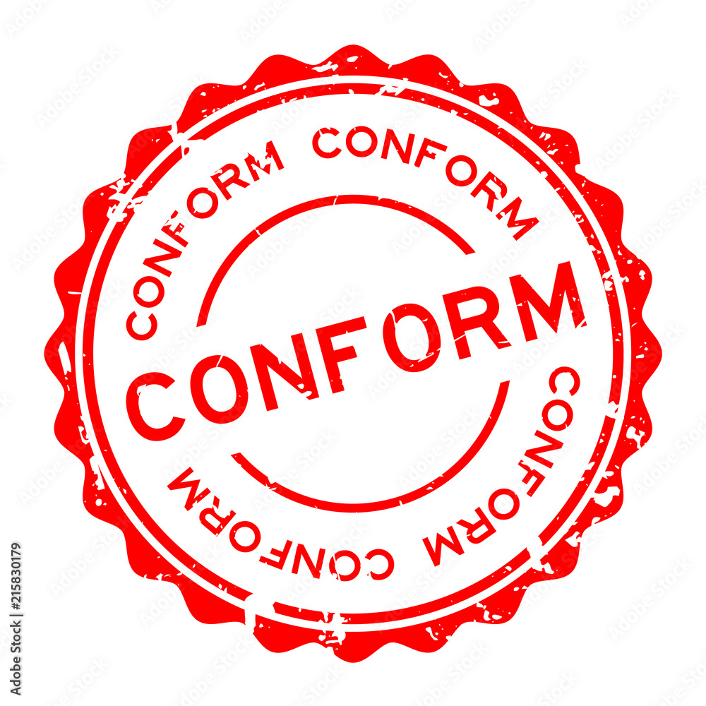 Grunge red conform word round rubber seal stamp on white background ...