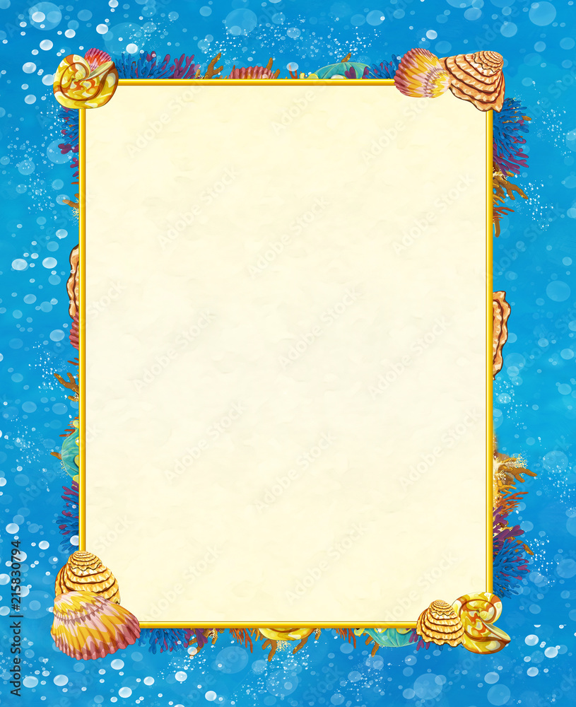 cartoon sea frame with space for text - illustration for children Stock ...