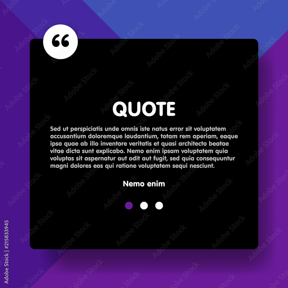 Material design style background and quote rectangle with sample text ...