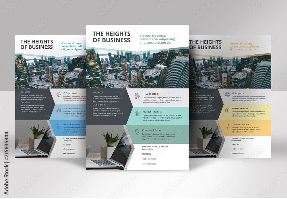 Flyer Layout with Geometric Shapes Stock Template | Adobe Stock