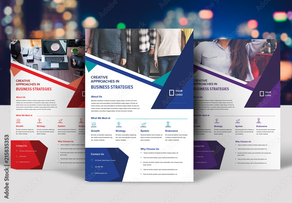 Flyer Layout with Abstract Geometric Shapes Stock Template | Adobe Stock